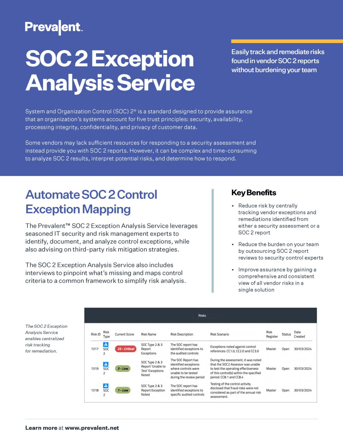 SOC 2 Exception Analysis Service | Prevalent